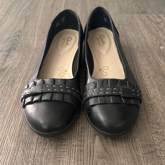 Clarks | Shoes | Clarks Somerset Black Leather Ballet Flats Sz 8m ...